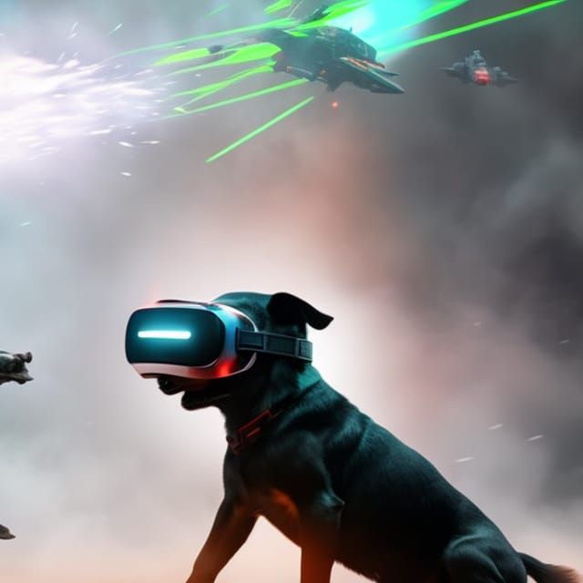 Puppy wearing VR helmet - AI Generated Artwork - NightCafe Creator