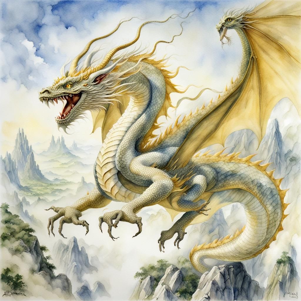 A flying white dragon - AI Generated Artwork - NightCafe Creator