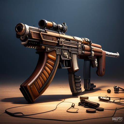 Steampunk AK-47 - AI Generated Artwork - NightCafe Creator