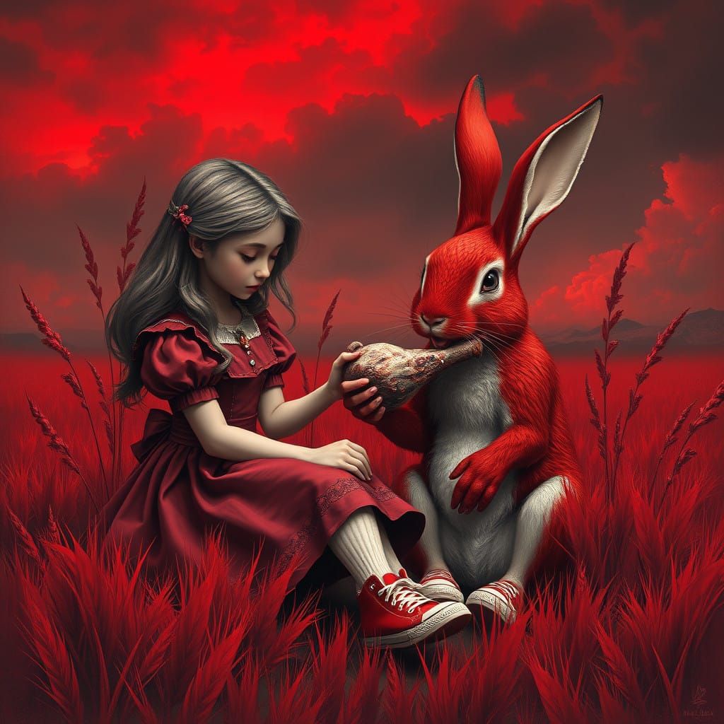 Alice in Wonderland meets the Carnivorous Red Rabbit