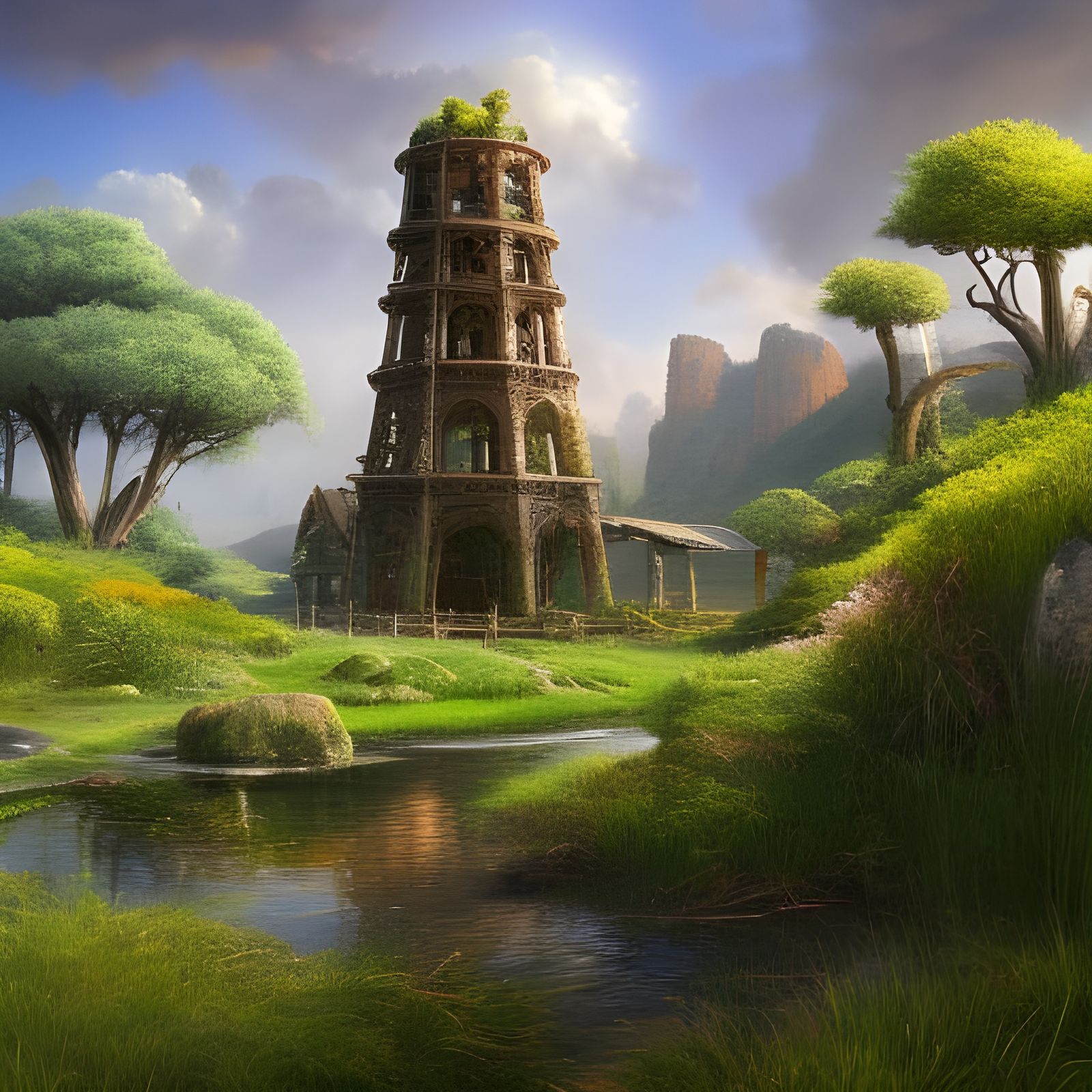 Strange tower - AI Generated Artwork - NightCafe Creator