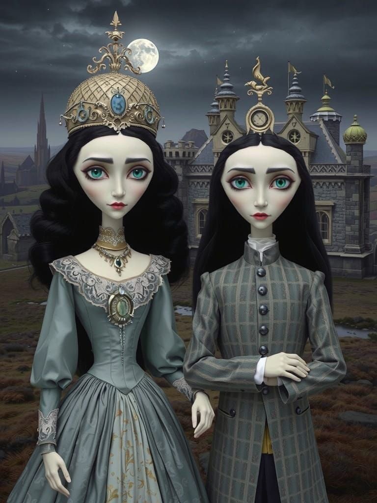 Constance and Merricat - Gothic Romance Moors Scene under Fu...