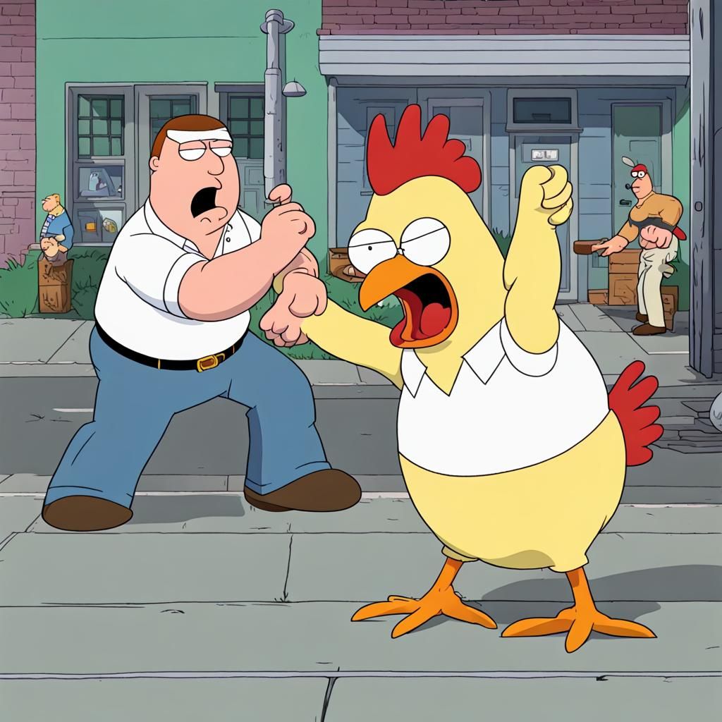 Peter vs. Chicken - AI Generated Artwork - NightCafe Creator