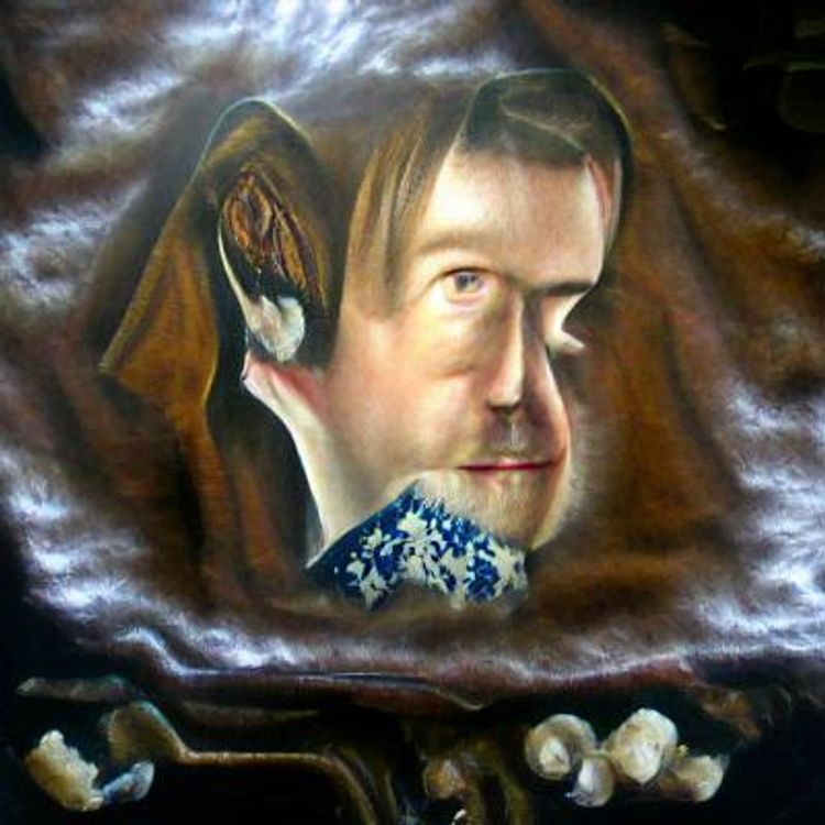 Oil painting of David Mitchell in a Jacobean Ruff - AI Generated ...