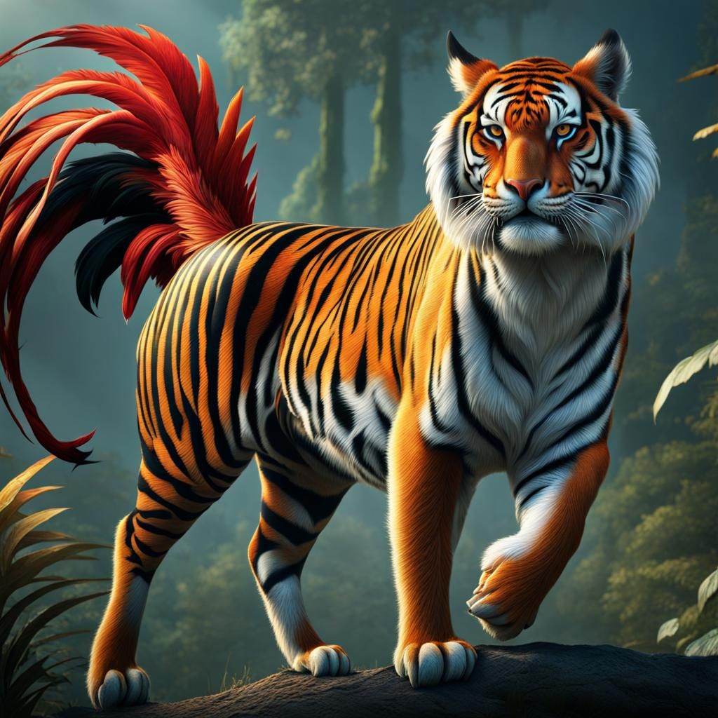 rooster tiger hybrid, fantasy, cinematic, atmospheric, masterpiece ...