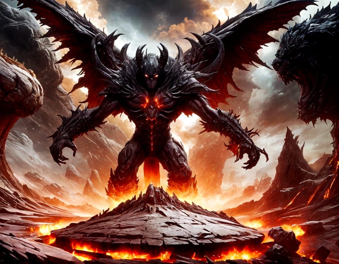 The devil Asmodeus rising from Hell