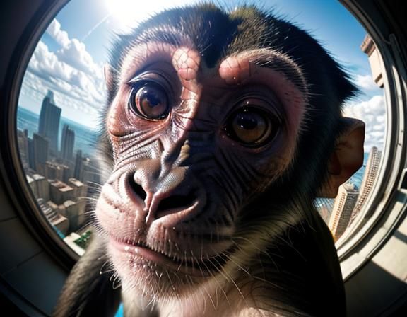 monkey fisheye selfie - AI Generated Artwork - NightCafe Creator