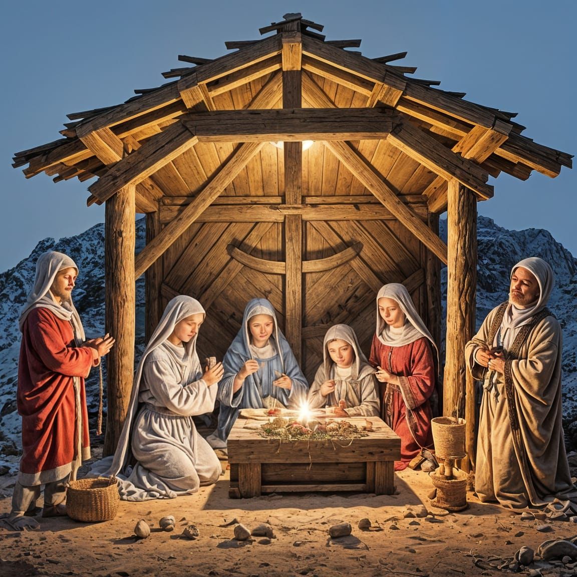 The blessings of the Nativity - Surreal Nativity Scene Depi...
