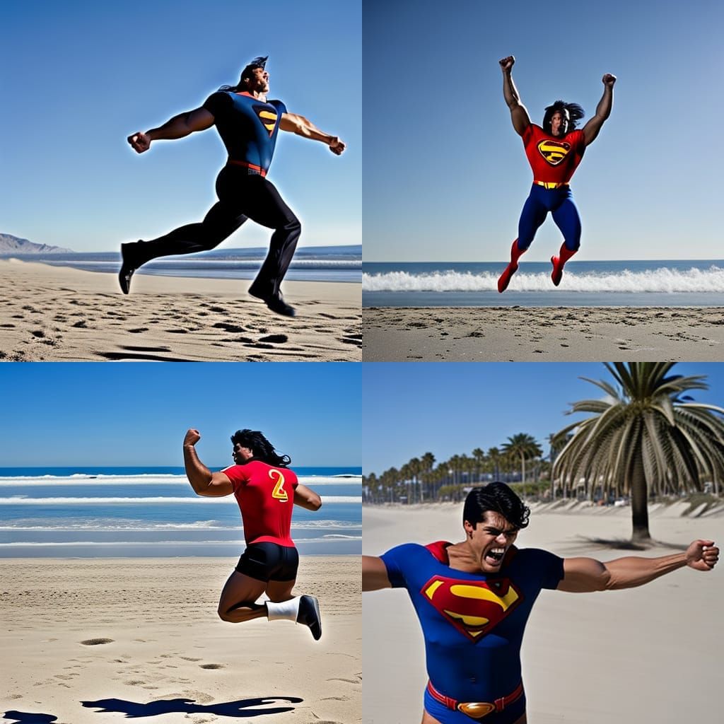 Photograph of a superman shouting loud , running with big muscles black ...