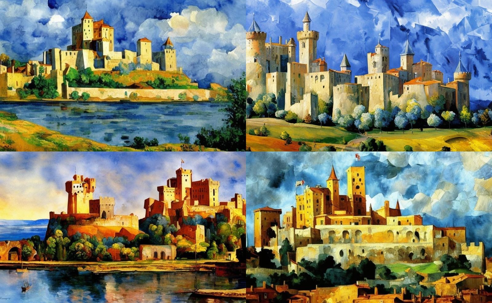 Medieval castle in Pablo Picasso Style, Watercolor, Museum Epic ...