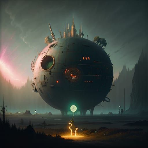 Dreamlike Biopunk World in Whimsical Illustration - AI Art