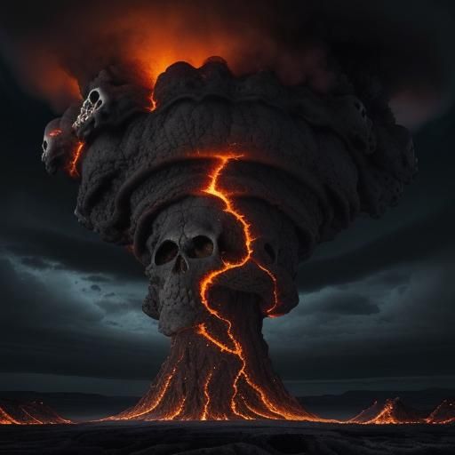 Mushroom skull Island volcano ~ - AI Generated Artwork - NightCafe Creator