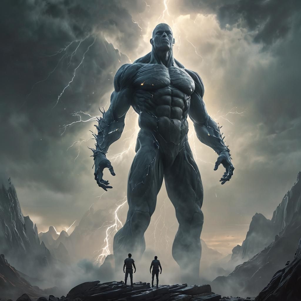 The Human - Colossal Human Figure in Mystical Landscape