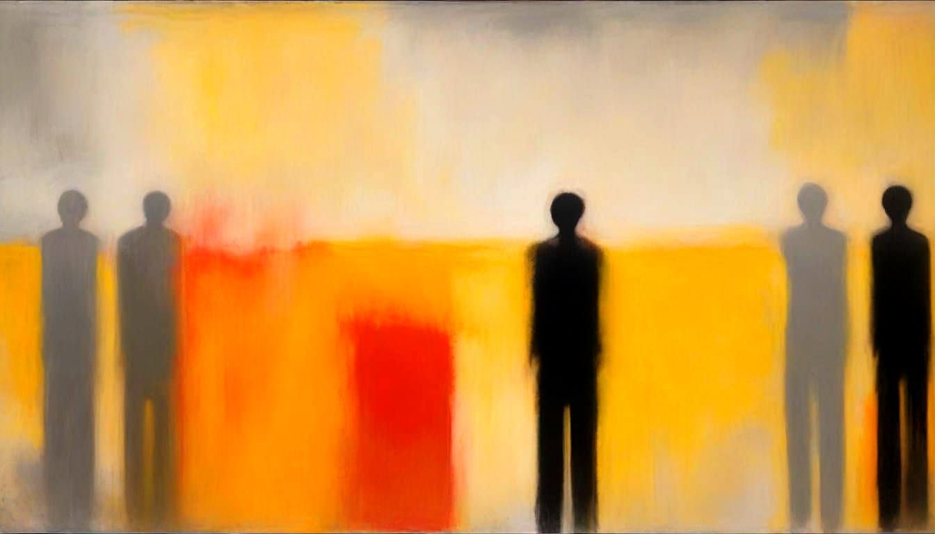 Mark Rothko art misty gradient pastel colours with a human figures