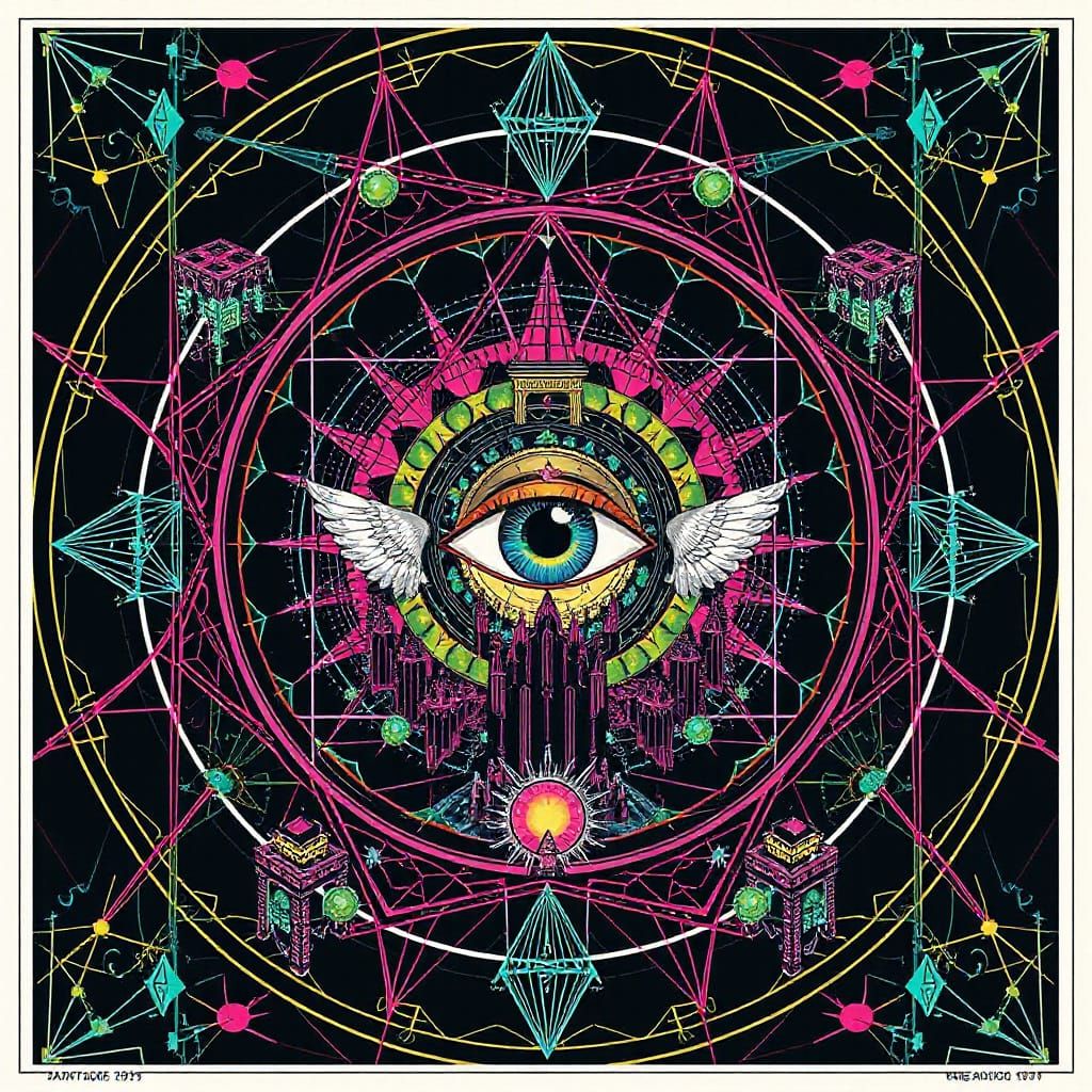 Futuristic Metropolis with Sacred Geometry and Geo... - AI Art