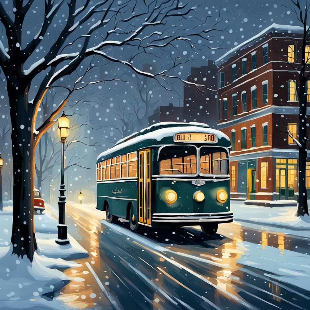Somber Winter Night in Montgomery, Alabama: 1955 - AI Art