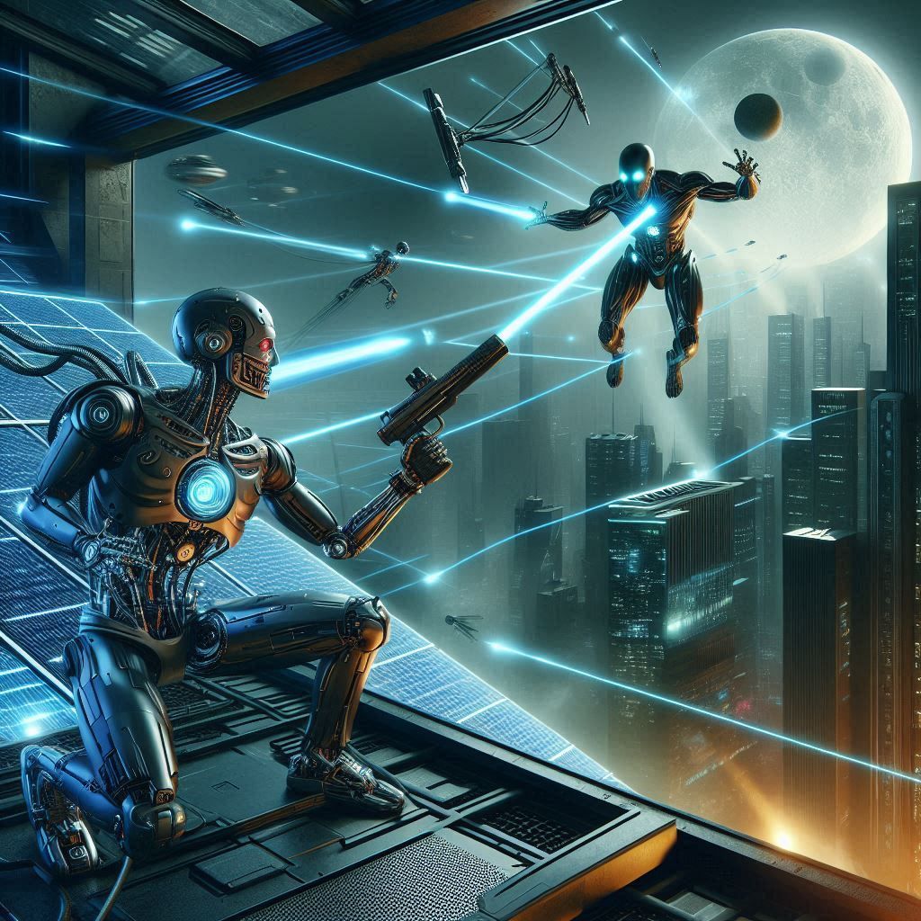 An Android Villain targets a Cyborg Alien - AI Generated Artwork ...