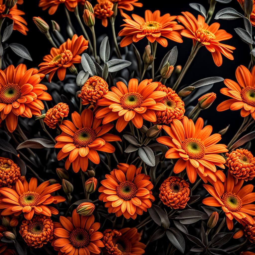 a bouquet of orange flowers intricate details, HDR, beautifully shot ...
