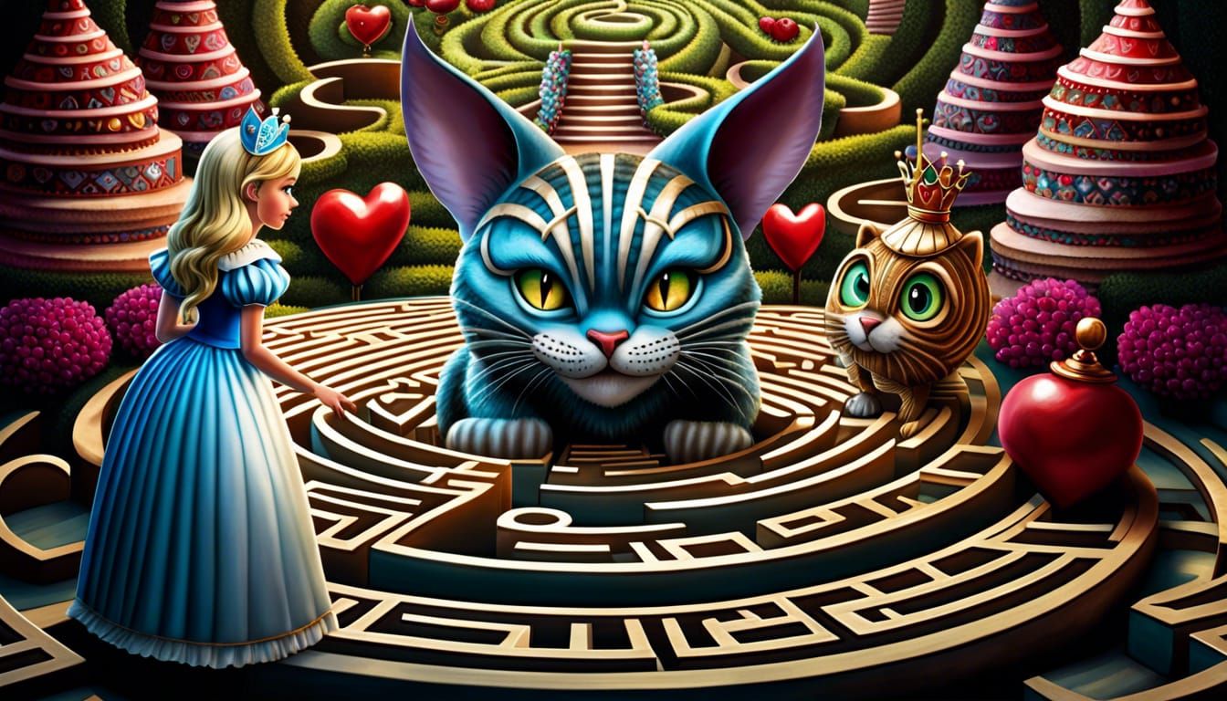 Alice and the Cheshire Cat - AI Generated Artwork - NightCafe Creator