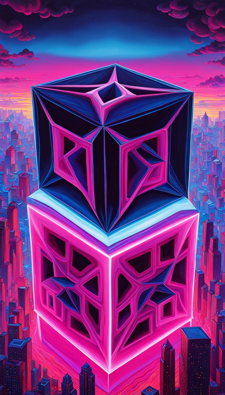4 dimentional hyper cube dynamic lighting Roger De... - AI Art