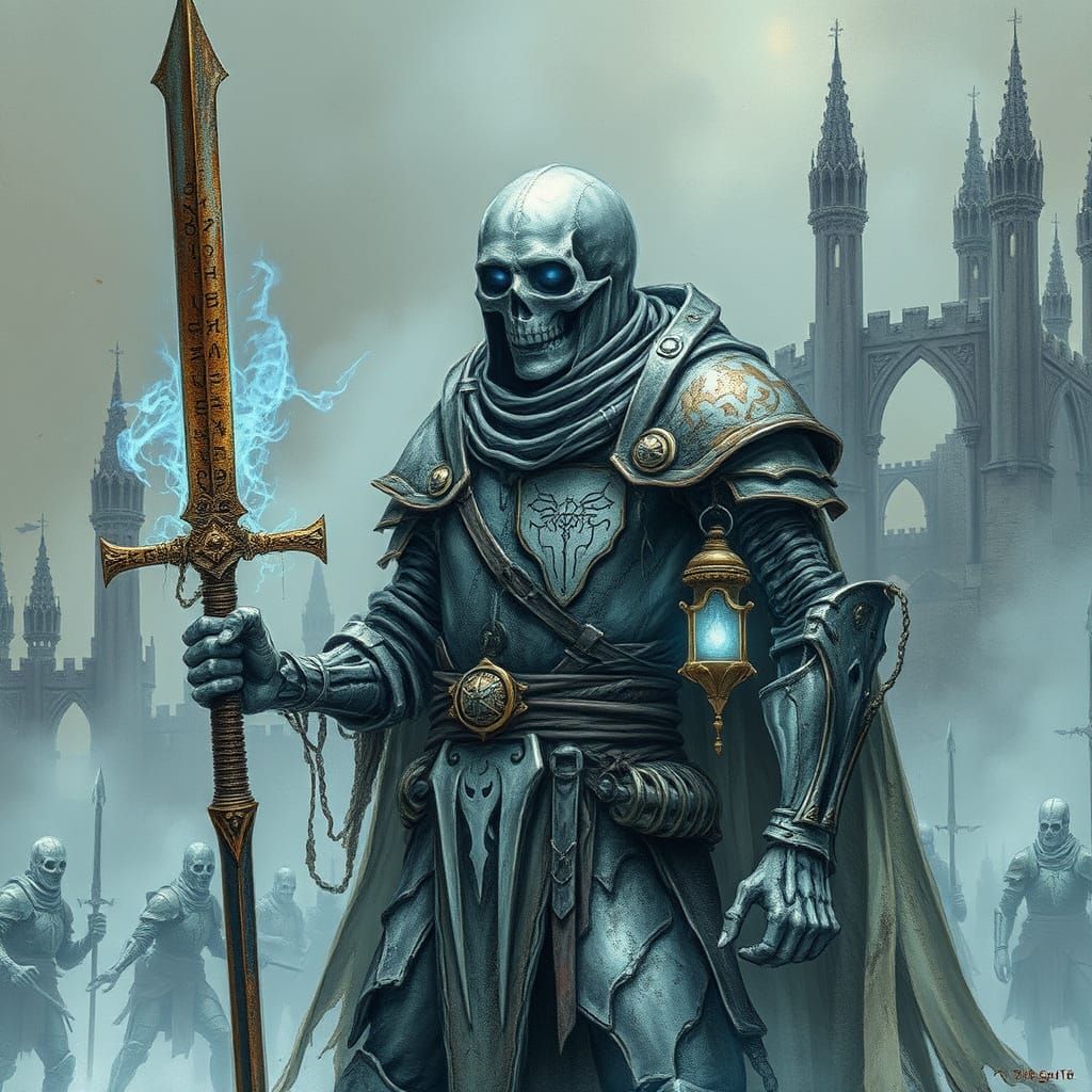 Spectral Knight in Ephemeral Armor, Eternal Guardi... - AI Art