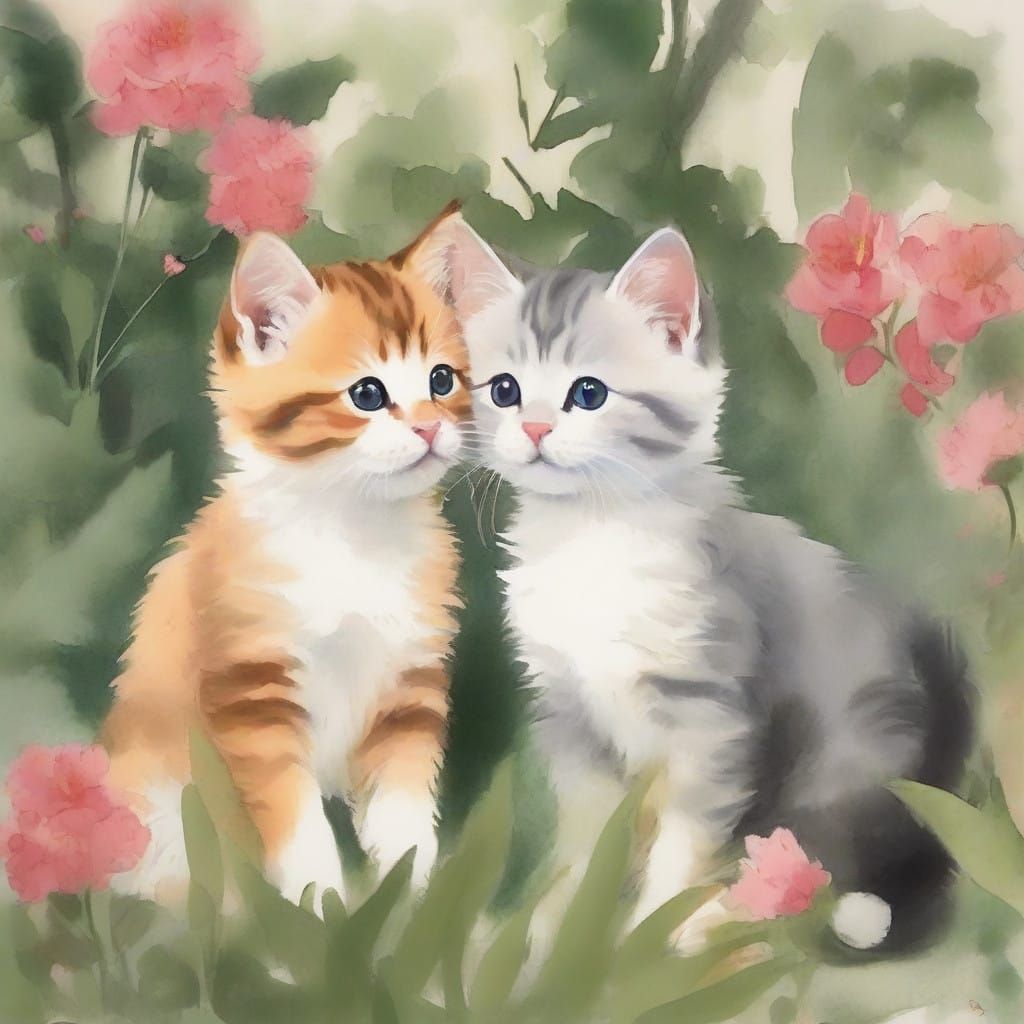 Cute kittens - Delicate Kitten Play in Chinese Minimalist Ga...