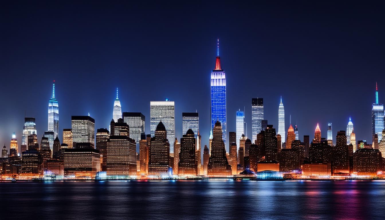 HD wallpaper, New York skyline, bright lights, empty streets, starscape ...