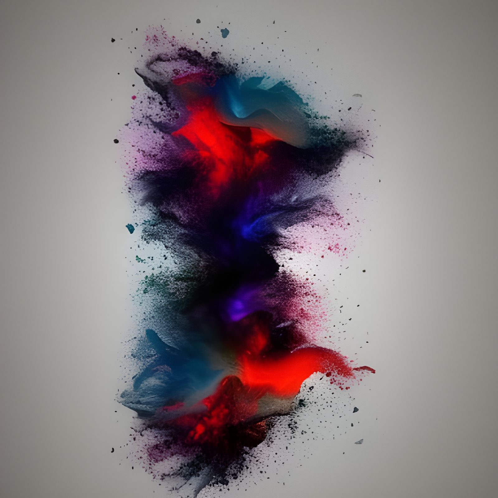 Shades of deep colours explosion with reflection in water, smoke and ...