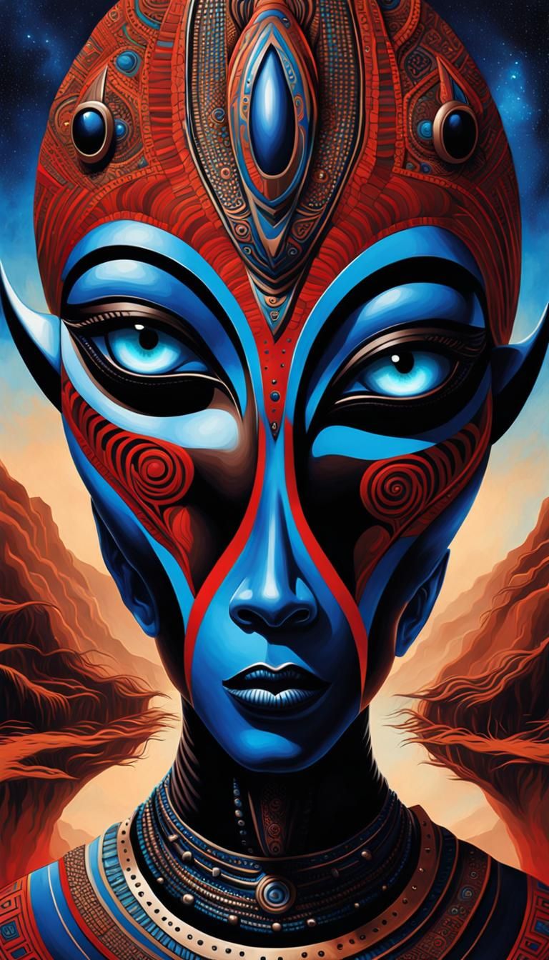 Portrait of an alien inspired by an African mask - AI Generated Artwork ...