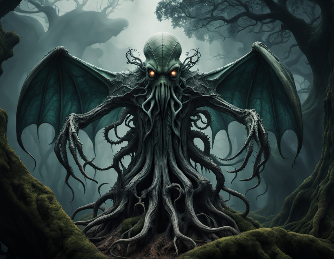 Surreal biomechanical tree with Cthulhu fairy Professional photography ...