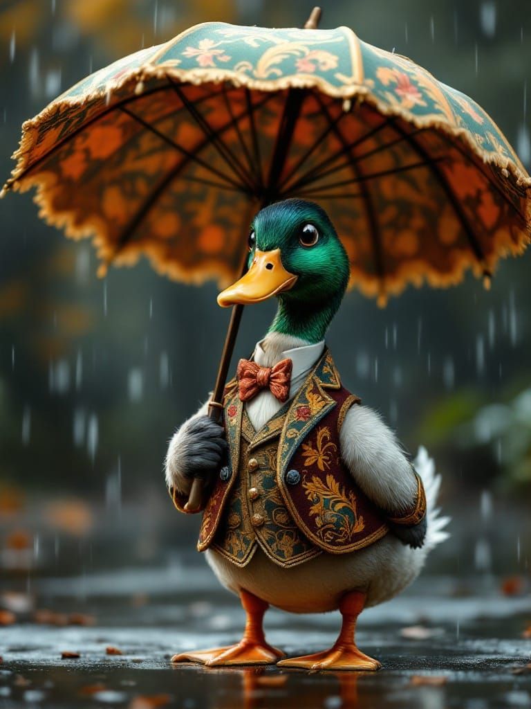 Dapper drake - Stylish Mallard Duck Safeguards Exquisite Ta...