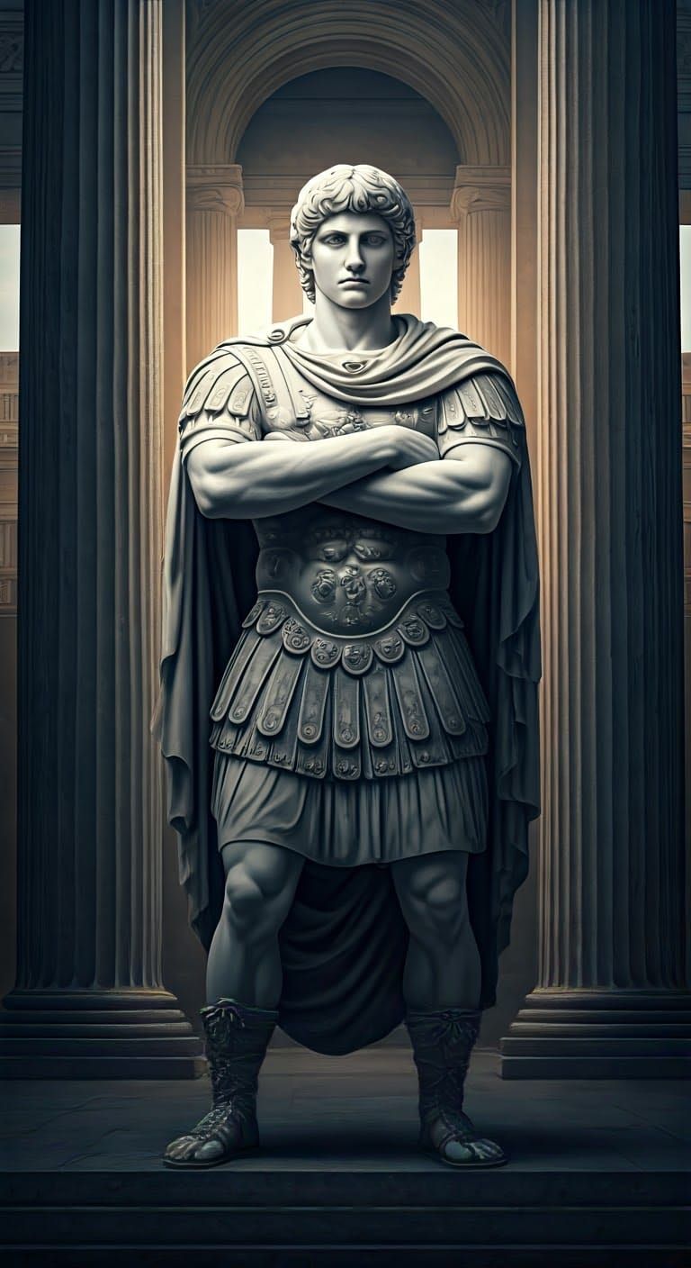 Roman-Greek Statue - Classical Roman Statue in a Temple Set...