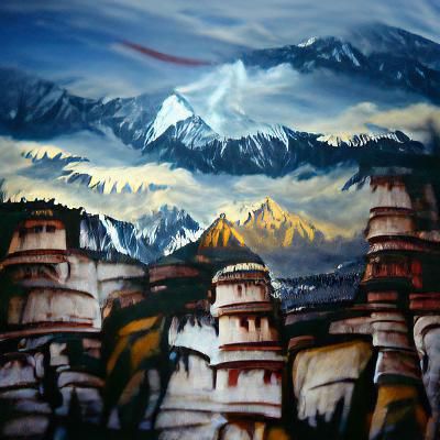 Himalayas oil on canvas - AI Generated Artwork - NightCafe Creator