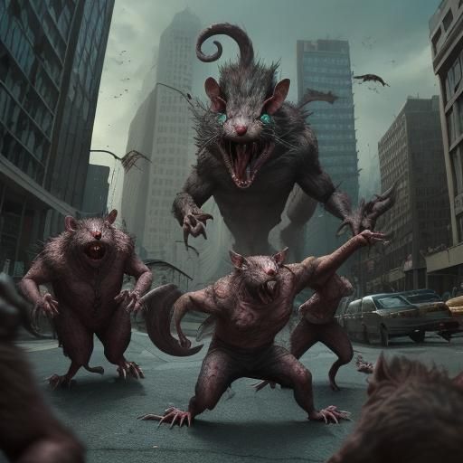 Onslaught of the Mutant Rats - AI Generated Artwork - NightCafe Creator