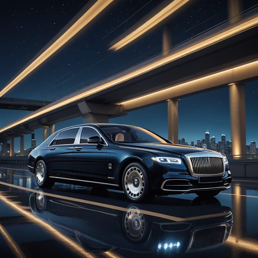 Luxury Mercedes Maybach in Obsidian Black with Dar... - AI Art