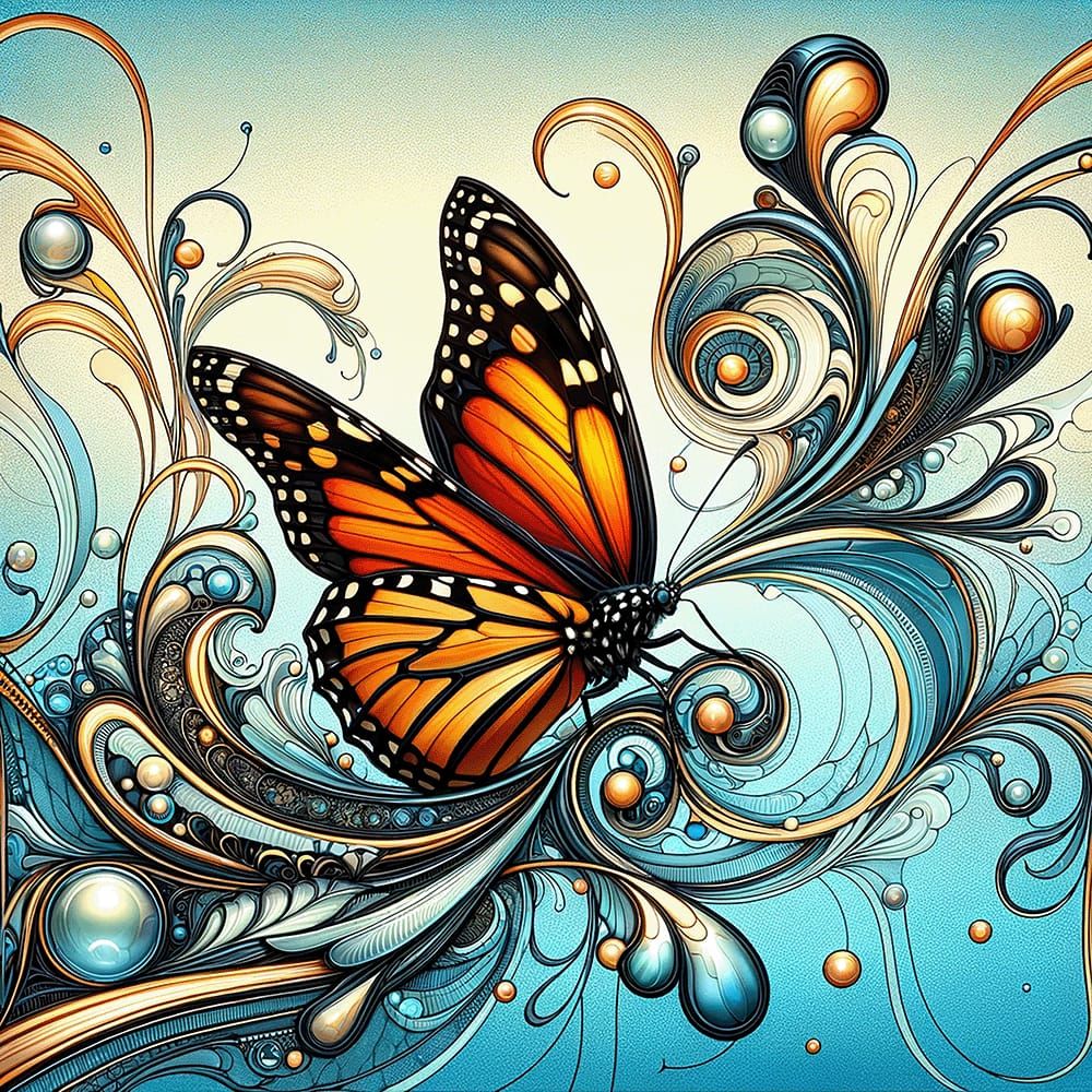 Fluttering Art Nouveau Dream - AI Generated Artwork - NightCafe Creator