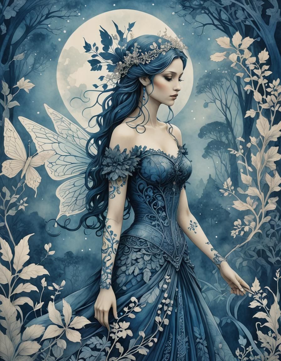 Blue Faery 3 - AI Generated Artwork - NightCafe Creator
