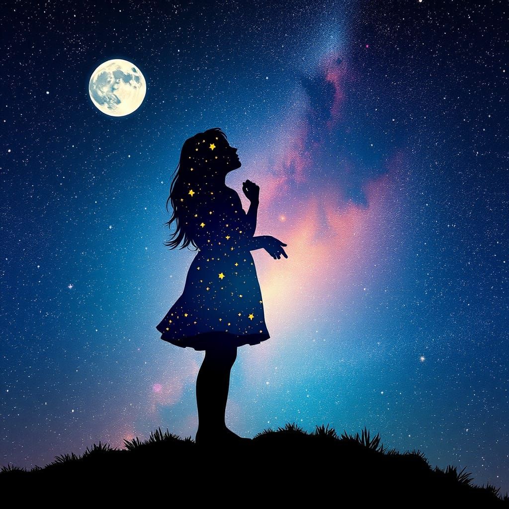 Lost in my dreams - Celestial Silhouette in a Dreamlike Star...