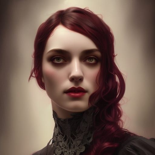 The Baroness - Victorian Gothic Portrait with Red Wine