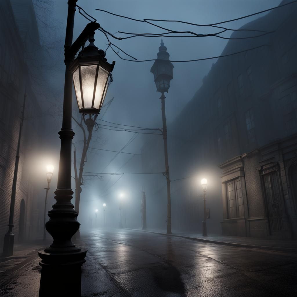 Ghostly town - Eerie Ghost Town at Night in Hyperrealistic S...