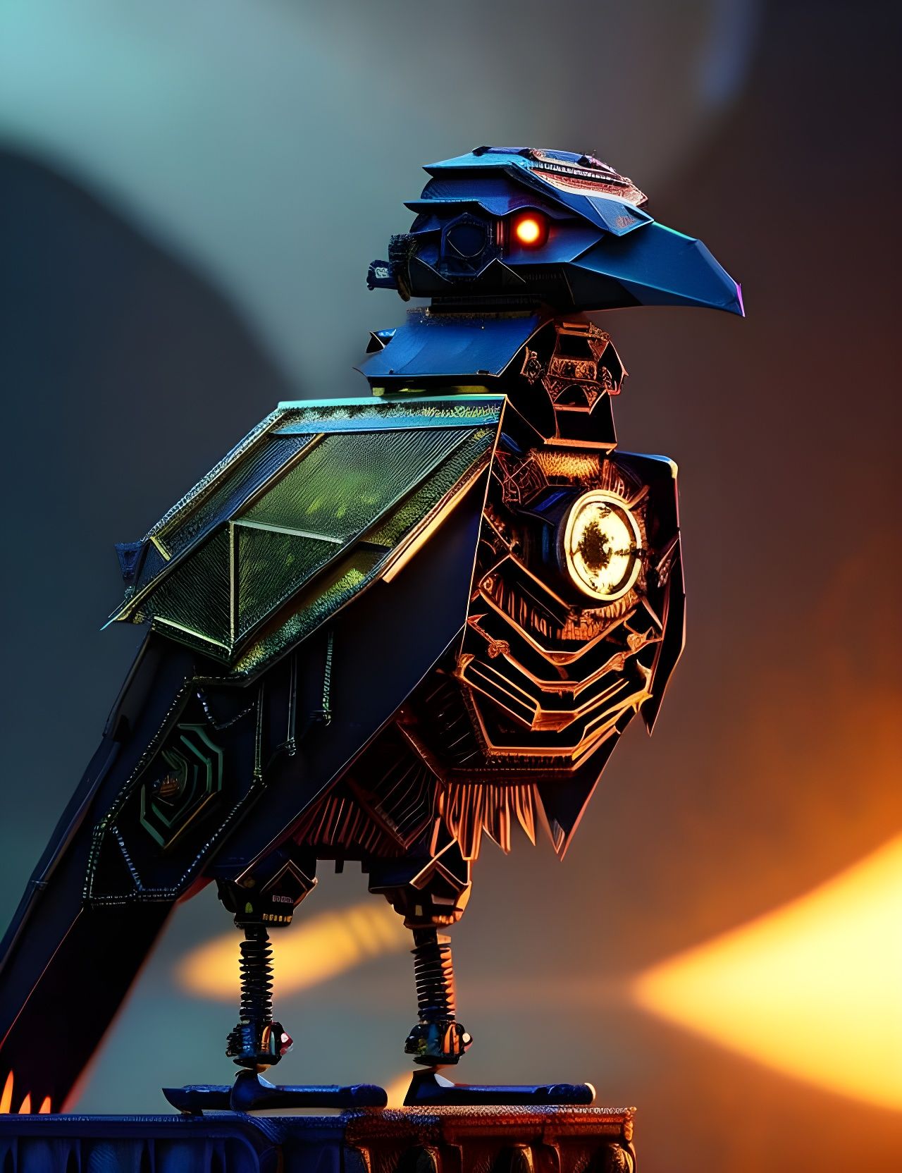 Robotic surveillance crow - AI Generated Artwork - NightCafe Creator