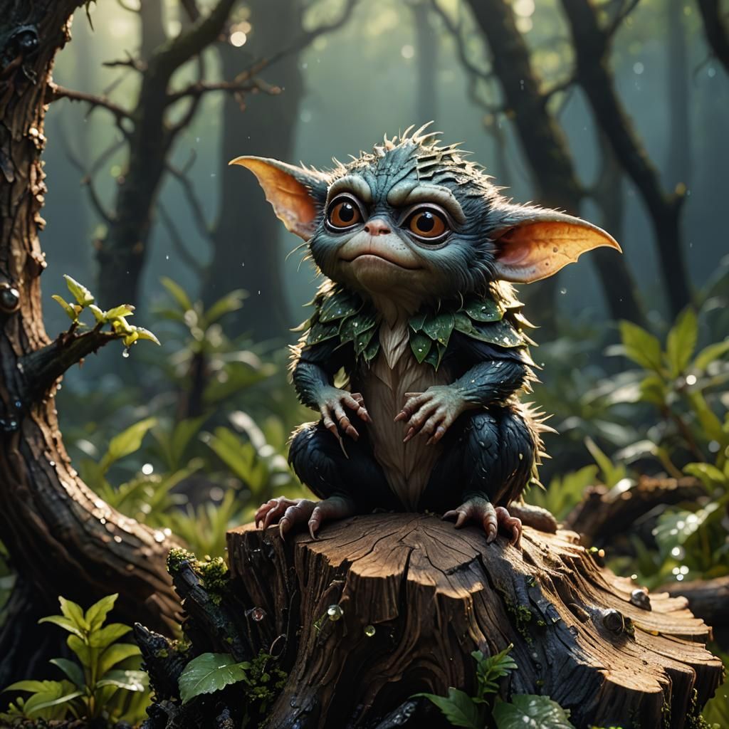 Gremlin on the stump - AI Generated Artwork - NightCafe Creator