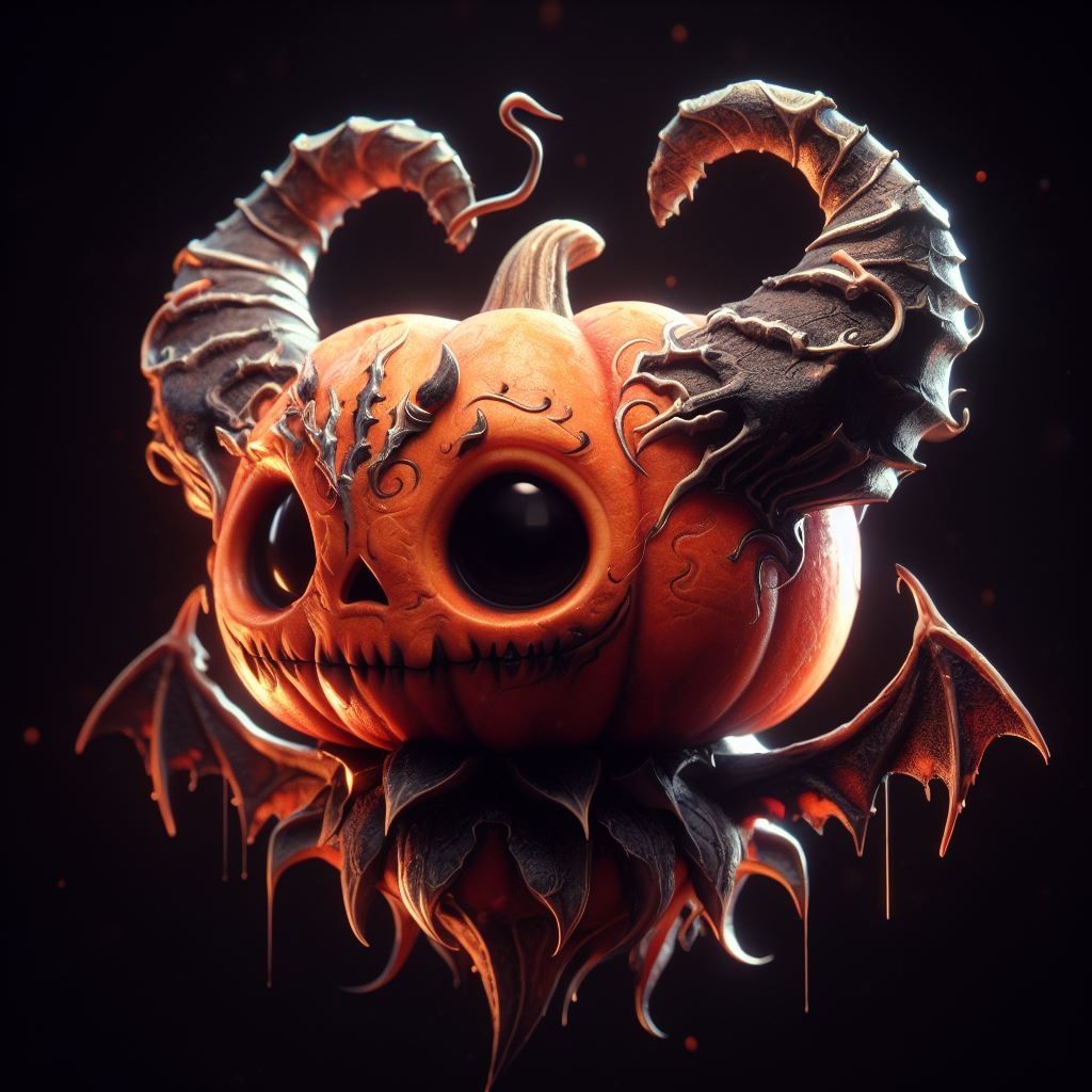 stunning image of a cute adorable spooky pumpkin demon with horns - AI ...