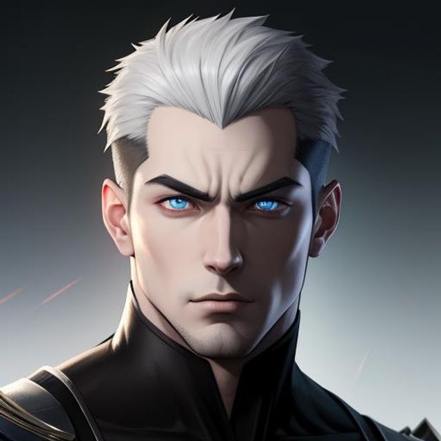 anime man, adult, vampire, angular face, white skin, iceblue eyes ...