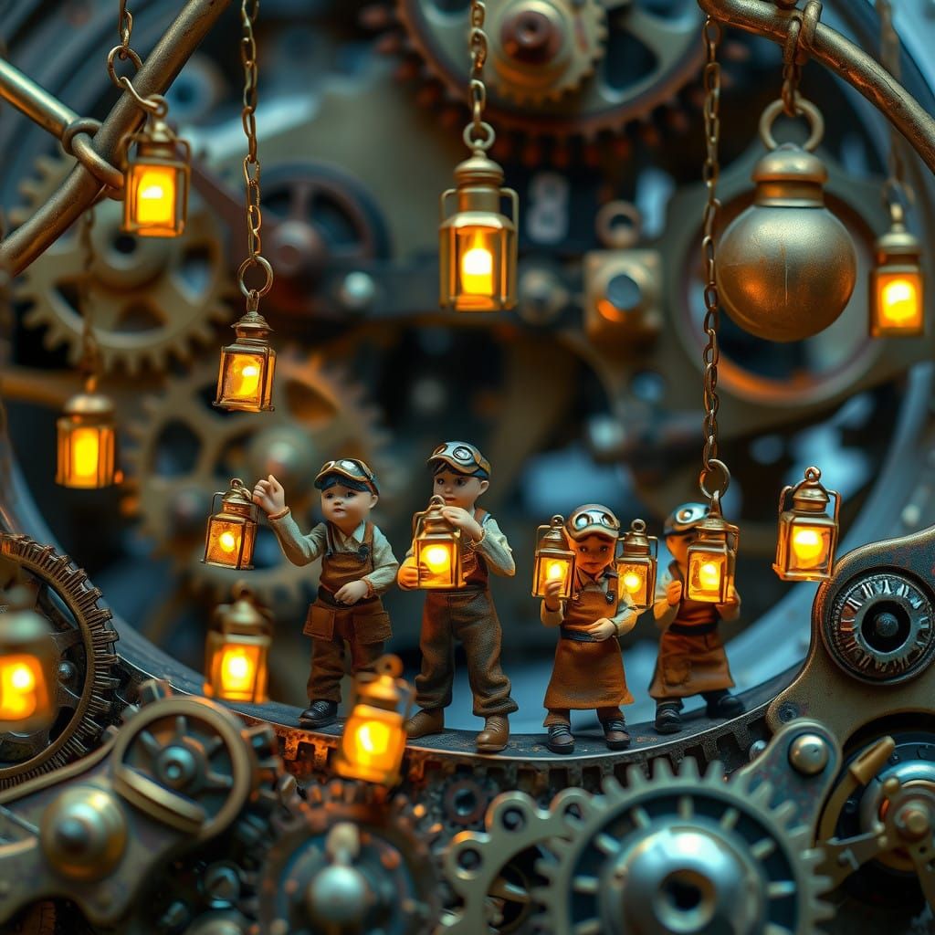 Miniature workers - Steampunk Clockwork Miners in Whimsical ...