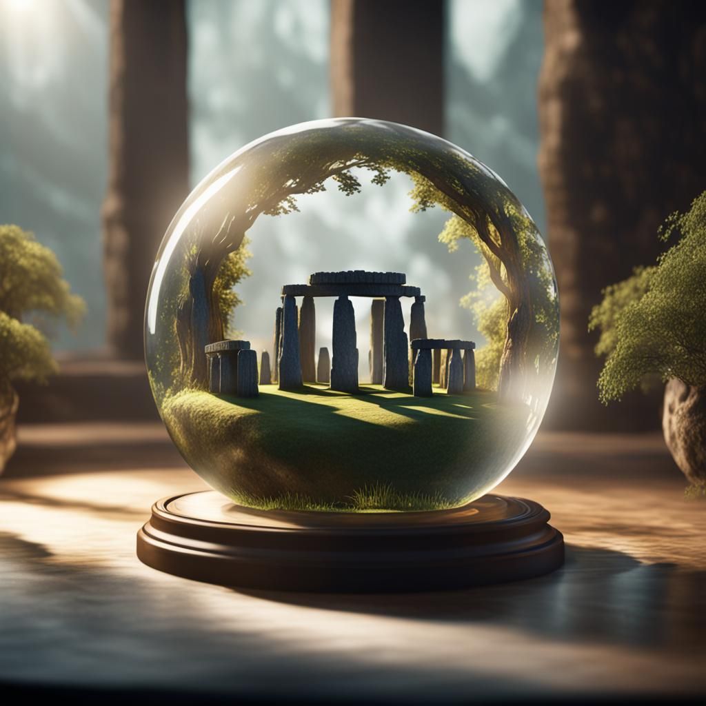 A beautiful miniature Stonehenge trapped inside a glass orb - 8k ...