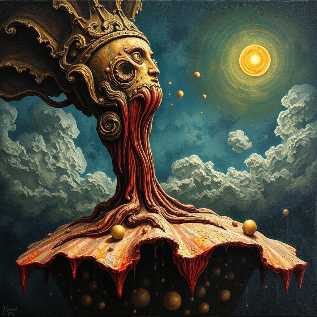 Aztec Tree - Ornate Baroque Tree in Textured Acrylic Style