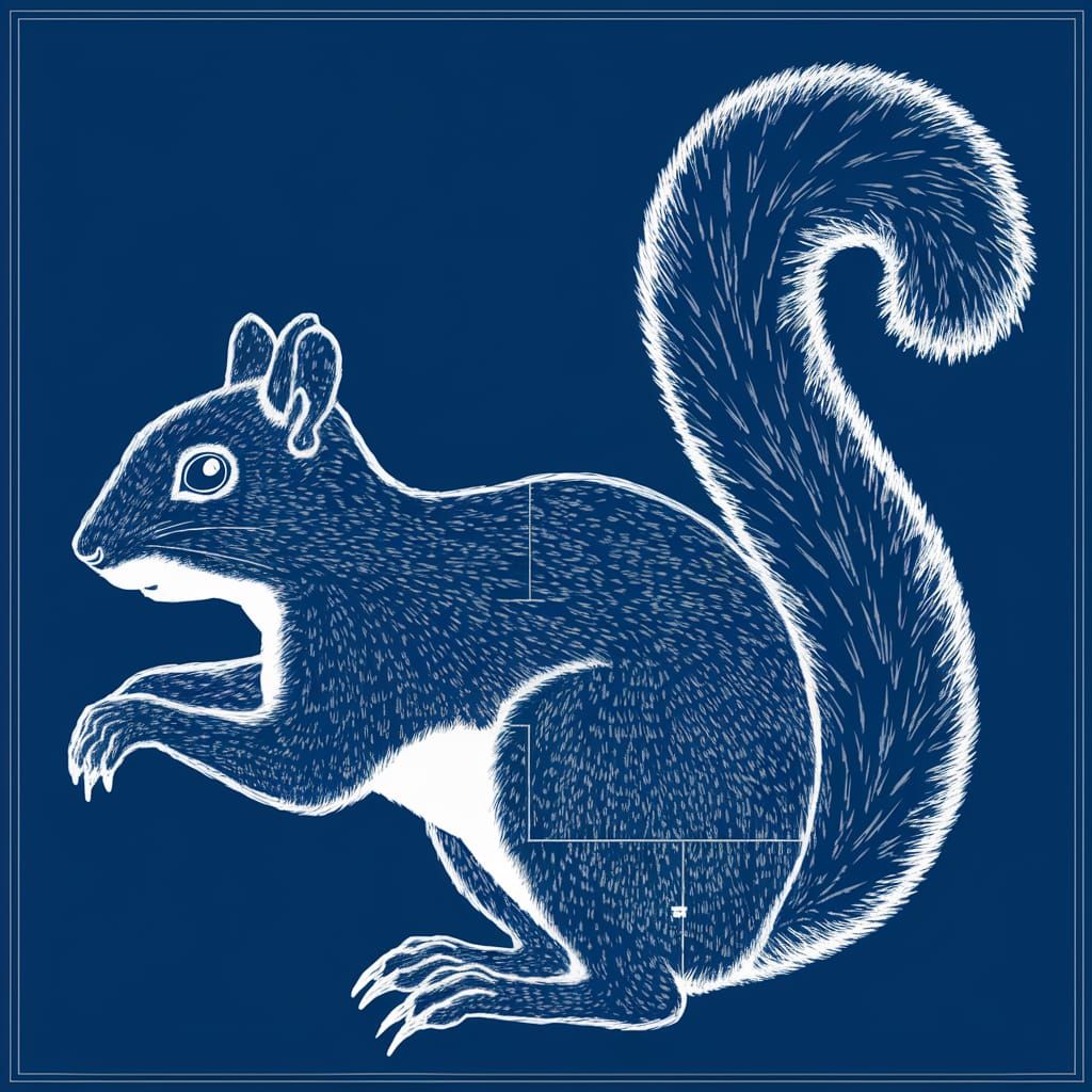 Blueprint Squirrel in Military Schematic Style - AI Art