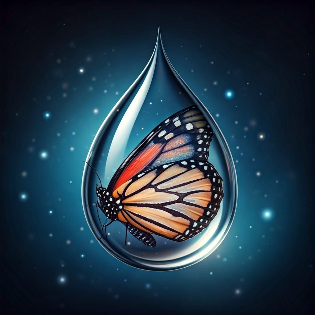 Transparent Cocoon - Iridescent Butterfly Emerges from Cosmi...