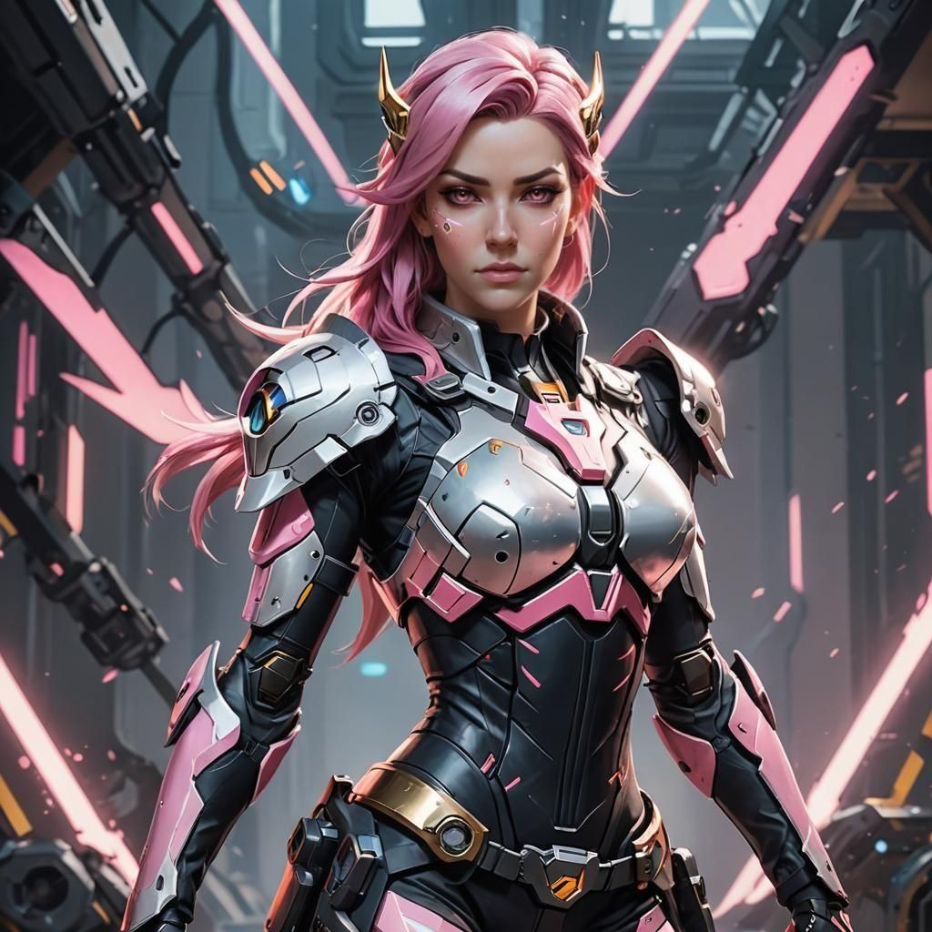 A beautiful young Valkyrie in futuristic armor, bodysuit, in the style ...